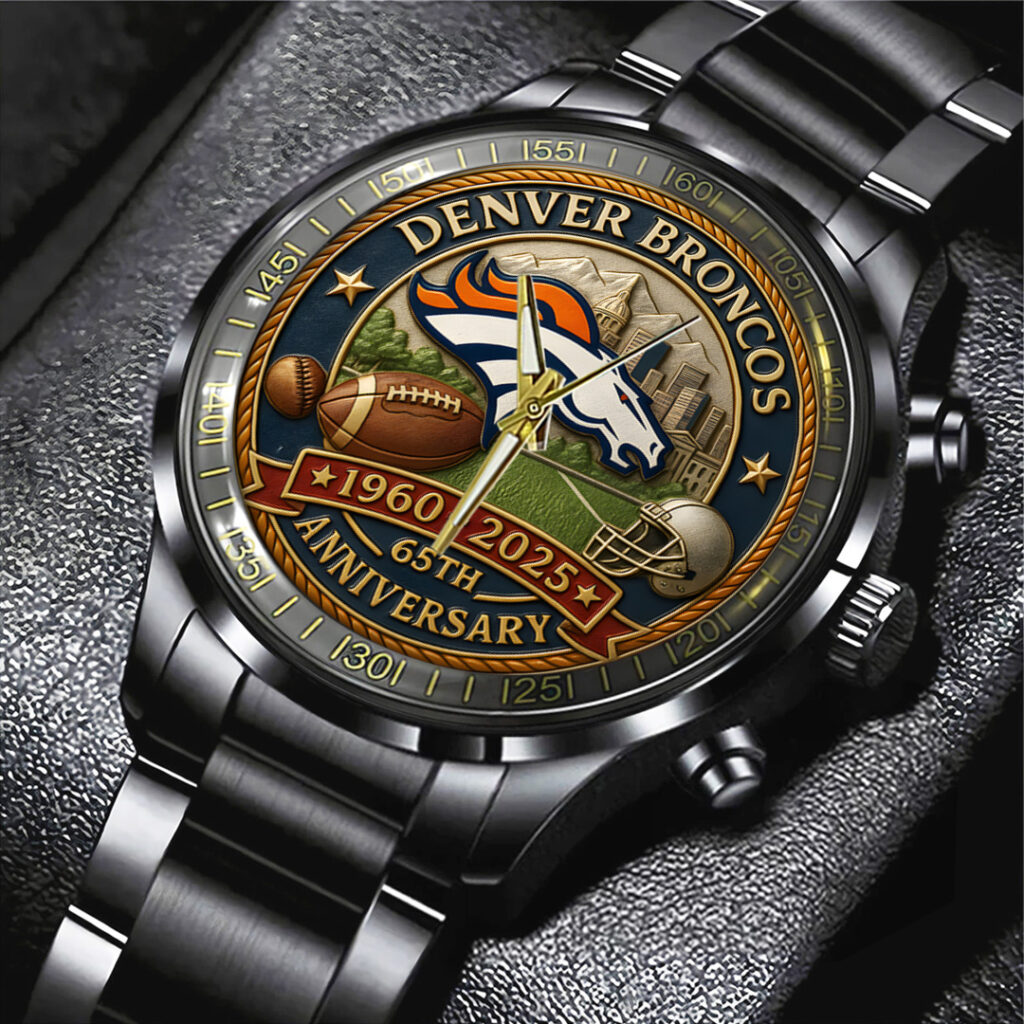 Denver Broncos 65th Anniversary 2025 Black Stainless Steel Watch ...