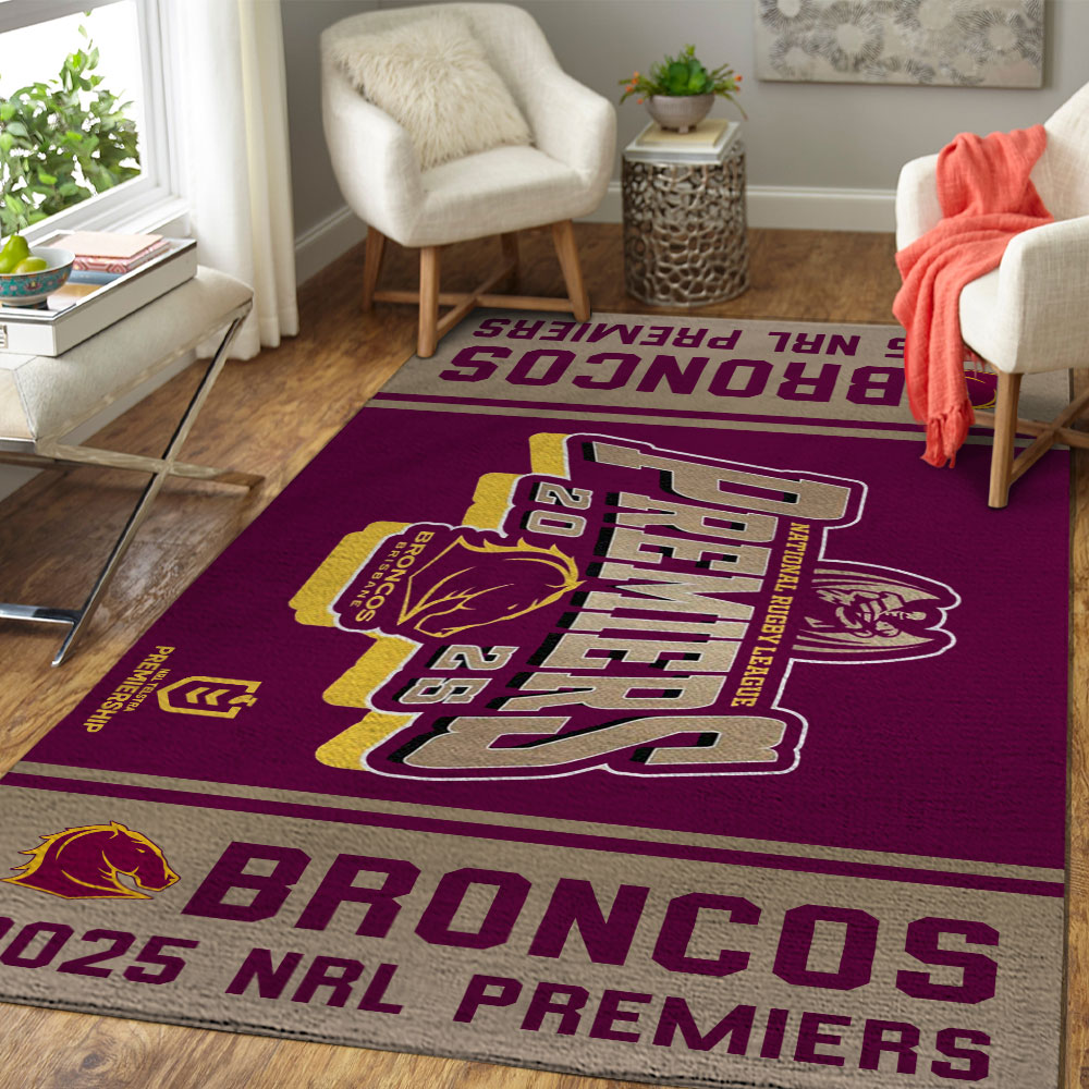 Brisbane Broncos 2025 Premiers Rectangular Rug – MAITM13260 | Gifnestbuys