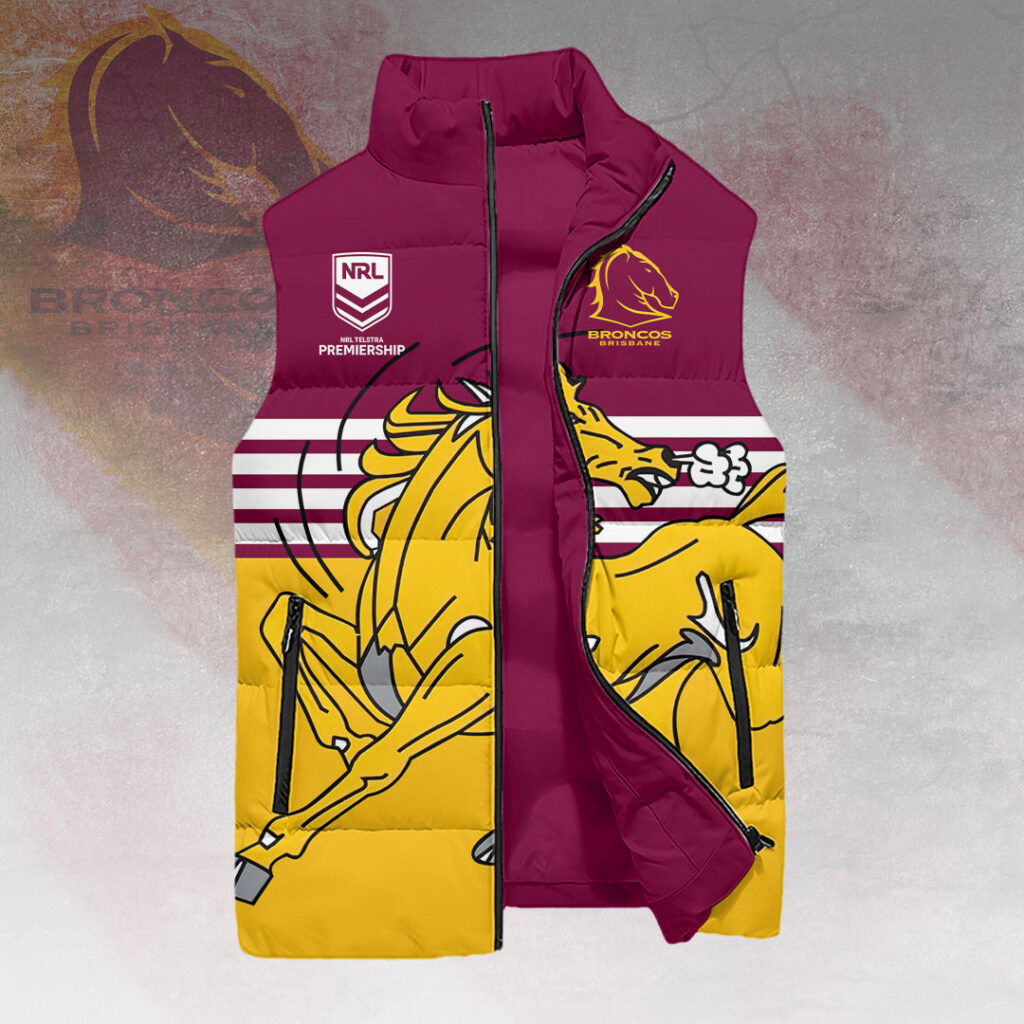 Brisbane Broncos 2025 NRL Premiers 3D Sleeveless Down Jacket ...