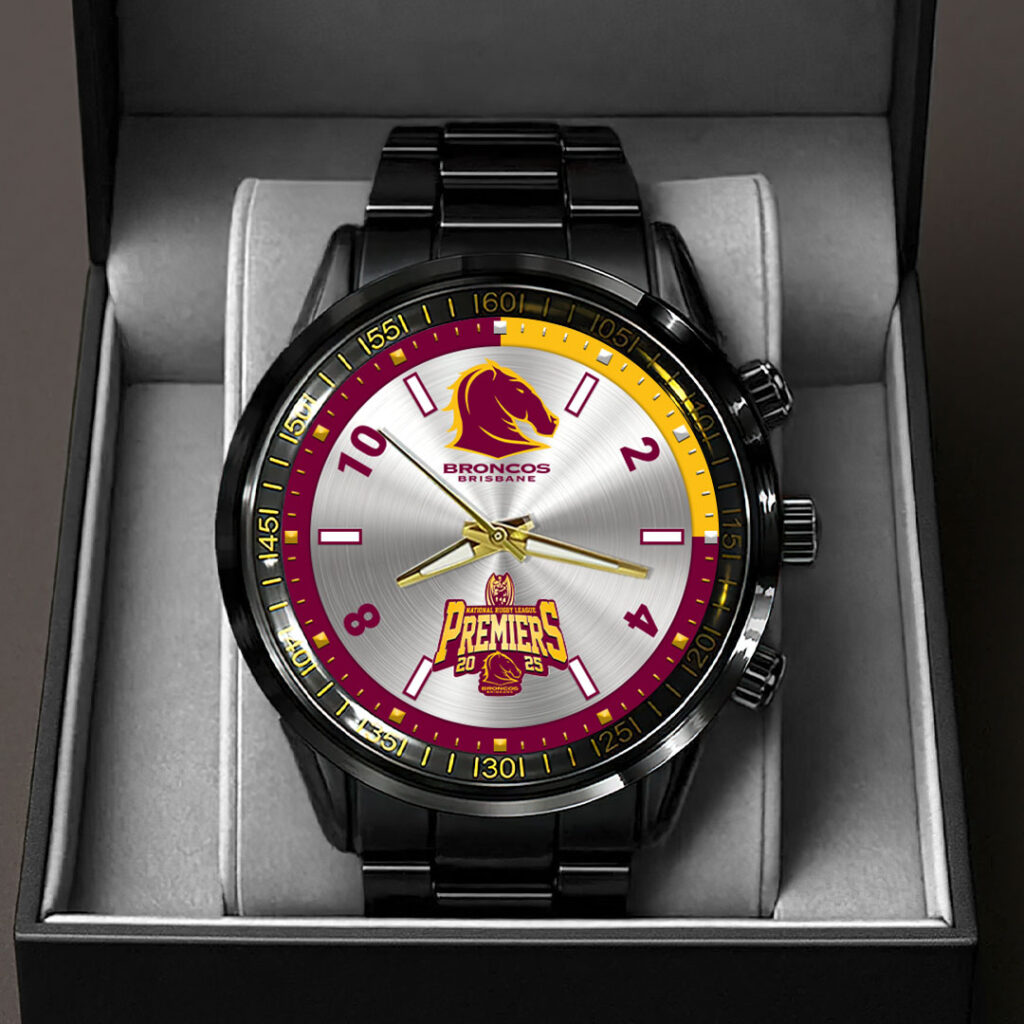 Brisbane Broncos 2025 NRL Premiers Black Stainless Steel Watch ...
