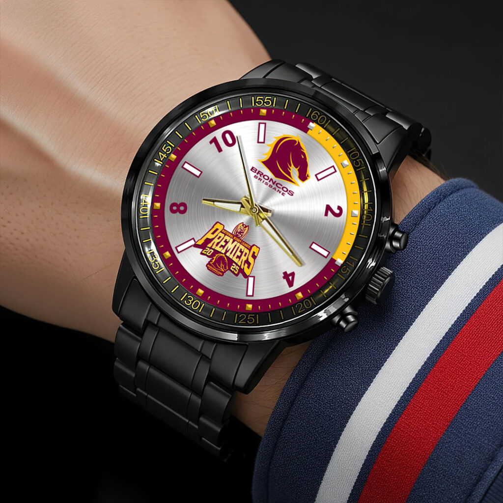 Brisbane Broncos 2025 NRL Premiers Black Stainless Steel Watch ...