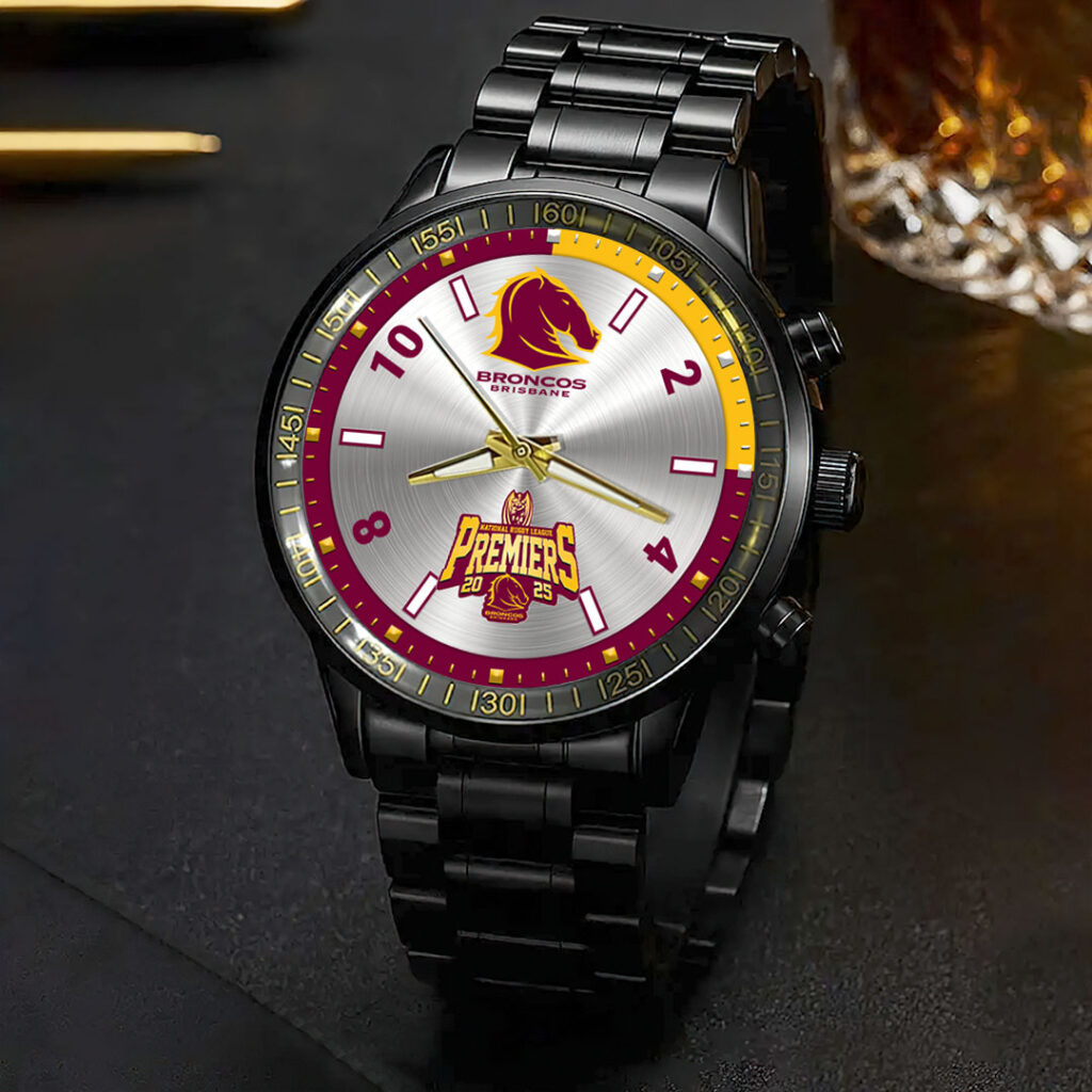 Brisbane Broncos 2025 NRL Premiers Black Stainless Steel Watch ...