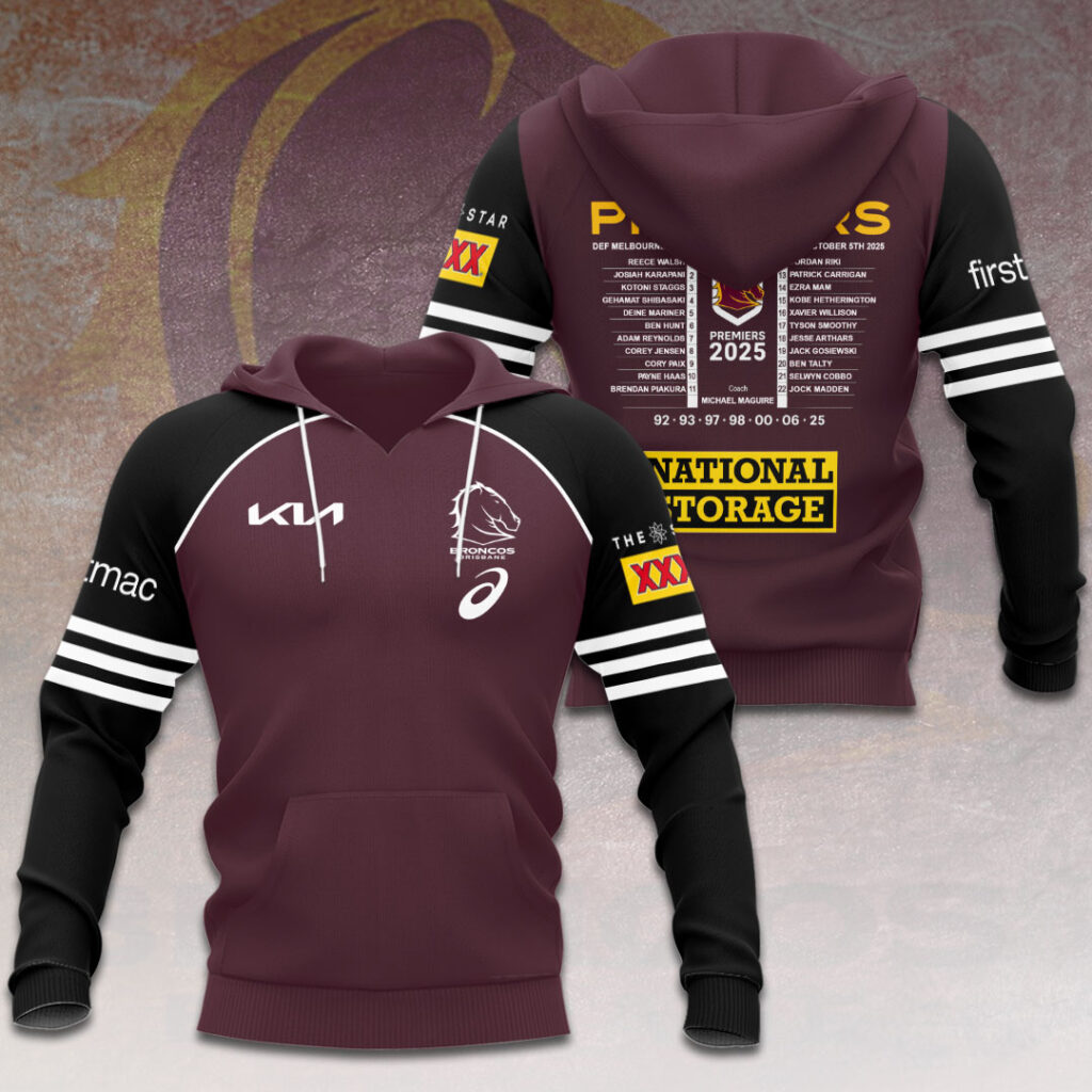 Brisbane Broncos 2025 NRL Premiers 3D Apparel – HOATT13904 | Gifnestbuys
