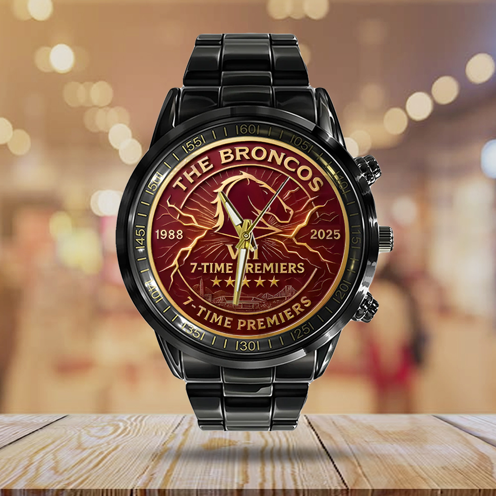 Brisbane Broncos 2025 Premiership Black Stainless Steel Watch ...