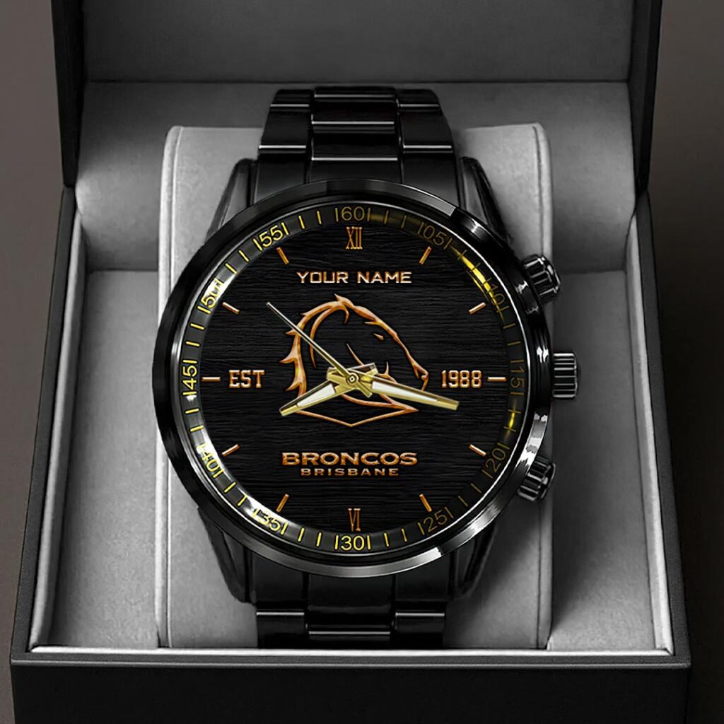Personalized Brisbane Broncos Black Stainless Steel Watch – HOATT13730 ...