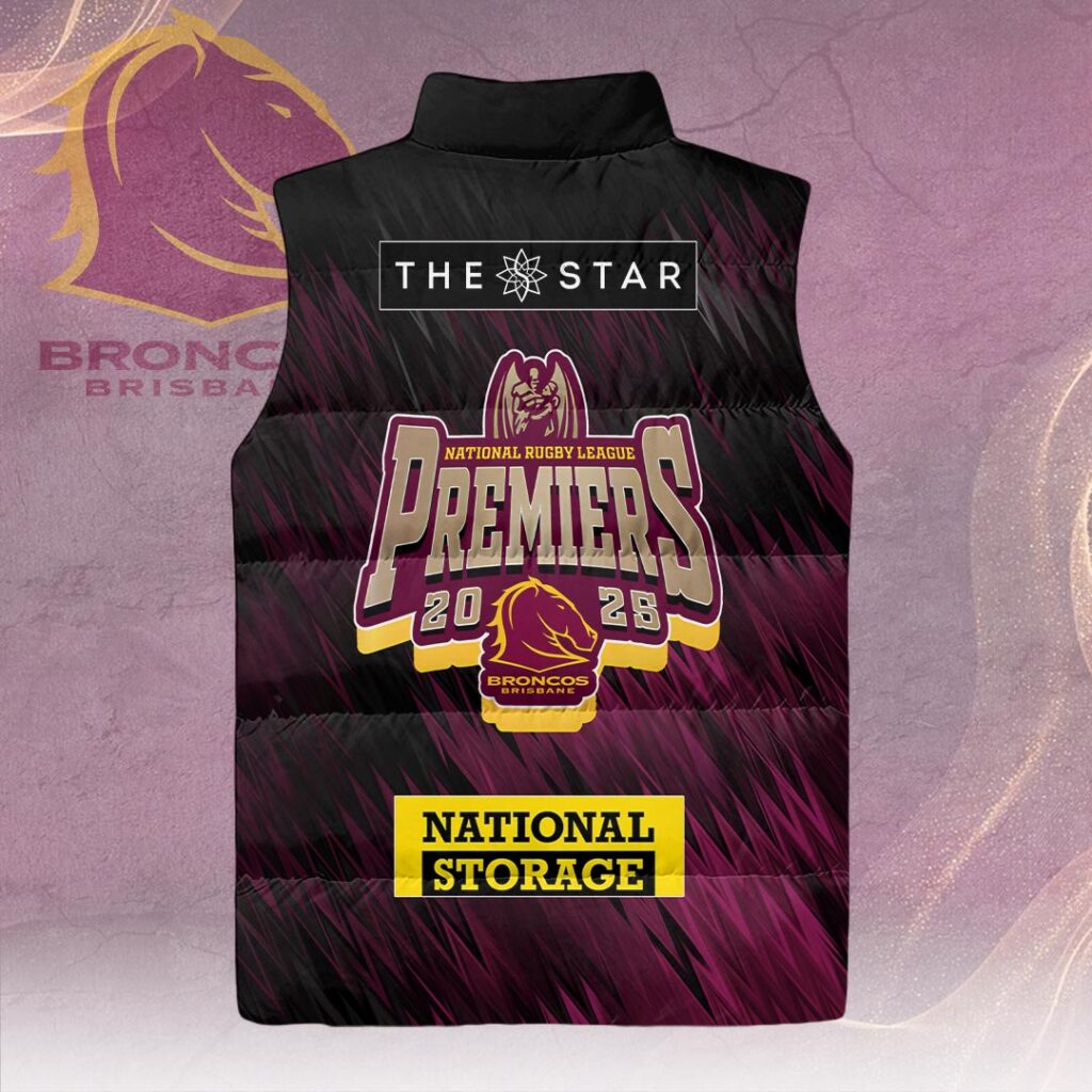 Brisbane Broncos 2025 NRL Premiers 3D Sleeveless Down Jacket ...