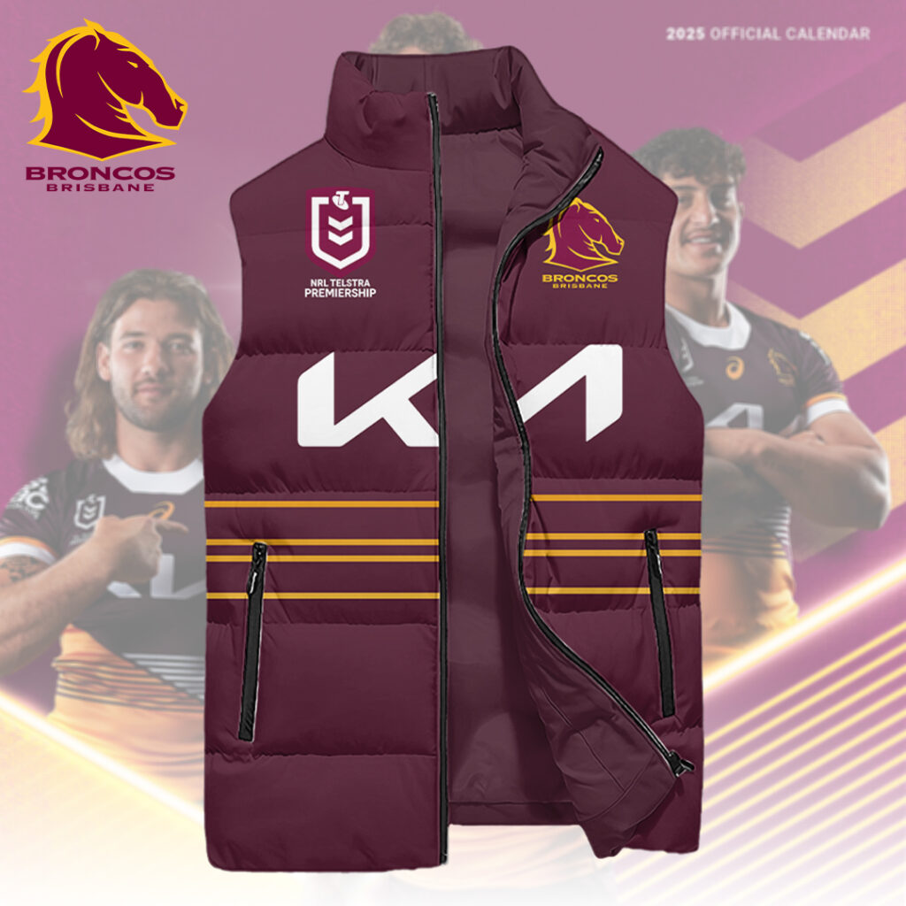 Brisbane Broncos 2025 NRL Premiers 3D Sleeveless Down Jacket ...