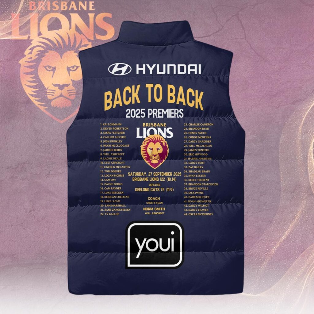 Brisbane Lions 2025 AFL Premiers 3D Sleeveless Down Jacket – HOATT14081 ...