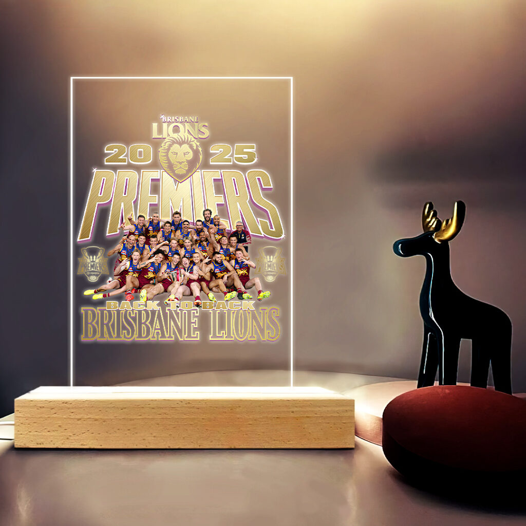 Brisbane Lions Premiers 2025 3D Led Light Wooden Base – TANTN17018 ...