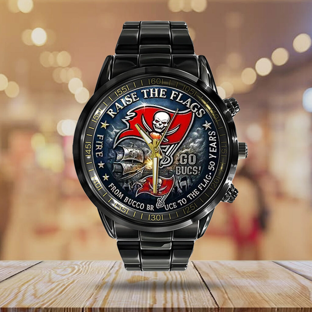 Tampa Bay Buccaneers 50th Anniversary 2025 Black Stainless Steel Watch – TANTN17173 | Gifnestbuys