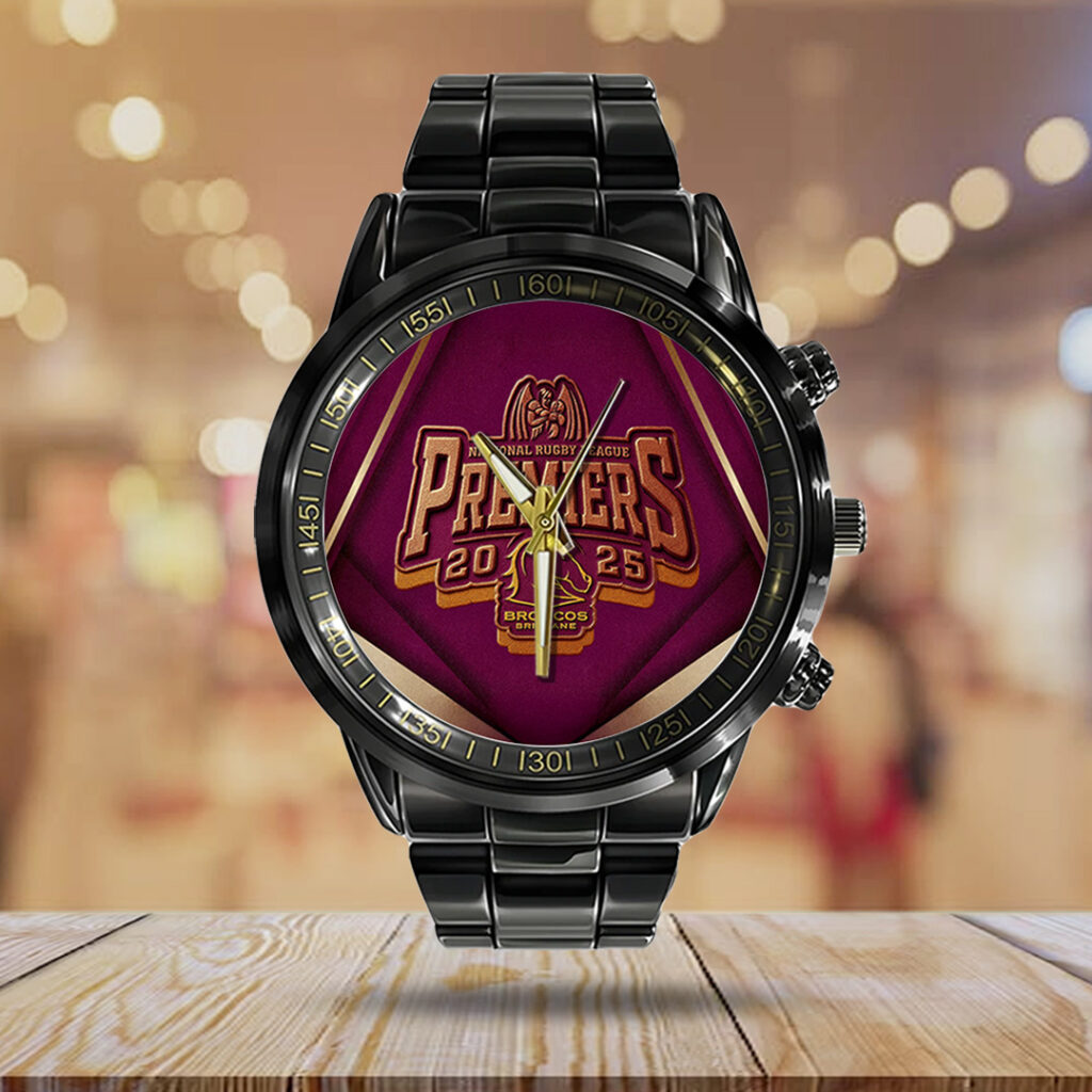 Brisbane Broncos 2025 Premiership Black Stainless Steel Watch ...
