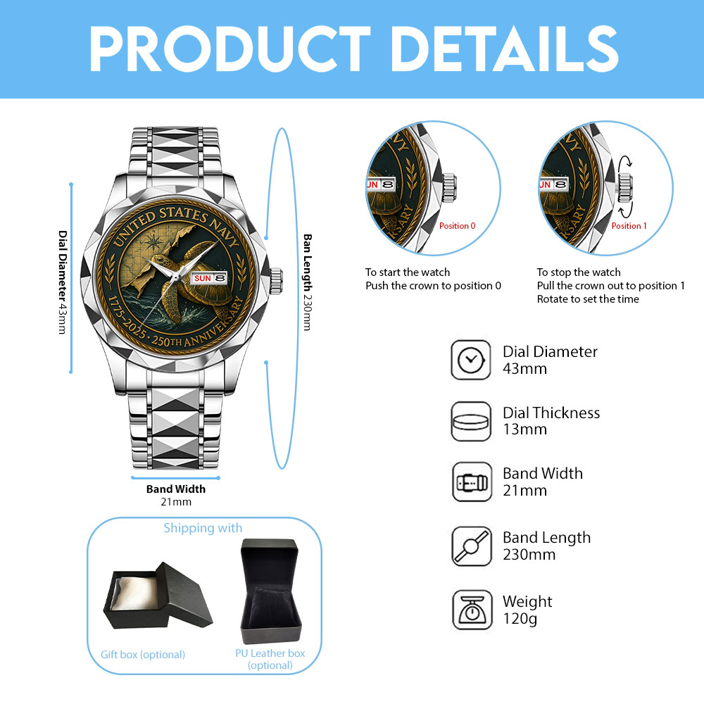 US Navy 250th Anniversary Alloy Luxury Quartz Watch – MAITM13193 ...
