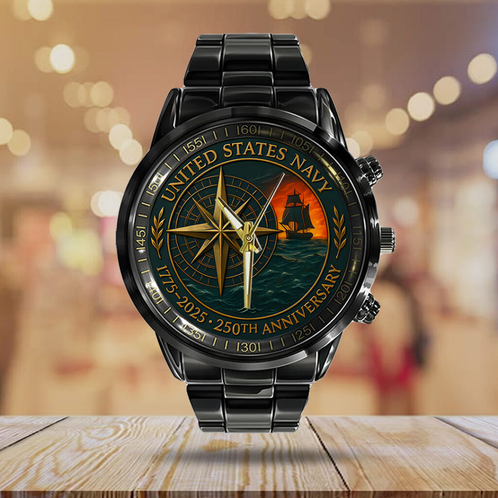 US Navy 250th Anniversary Black Stainless Steel Watch – TANTN17236 ...