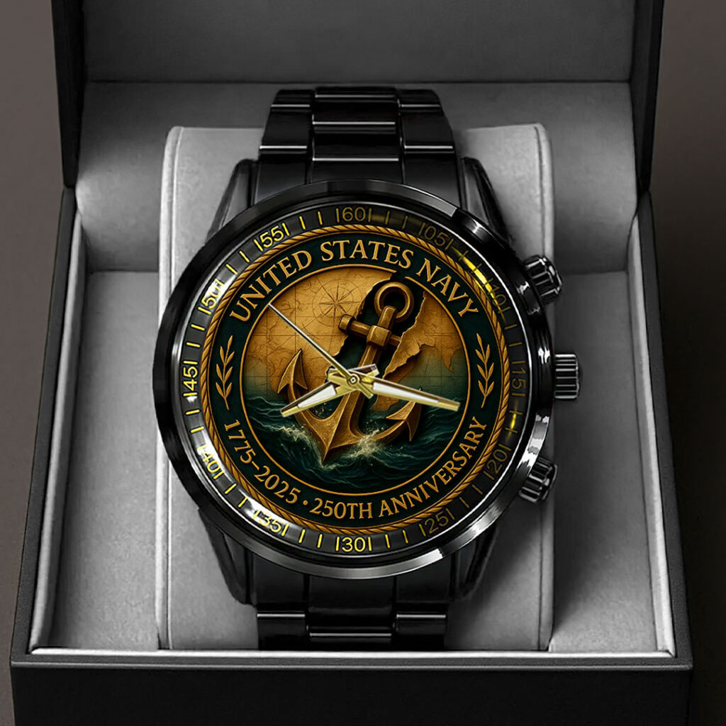 US Navy 250th Anniversary Black Stainless Steel Watch – HOATT13650 ...