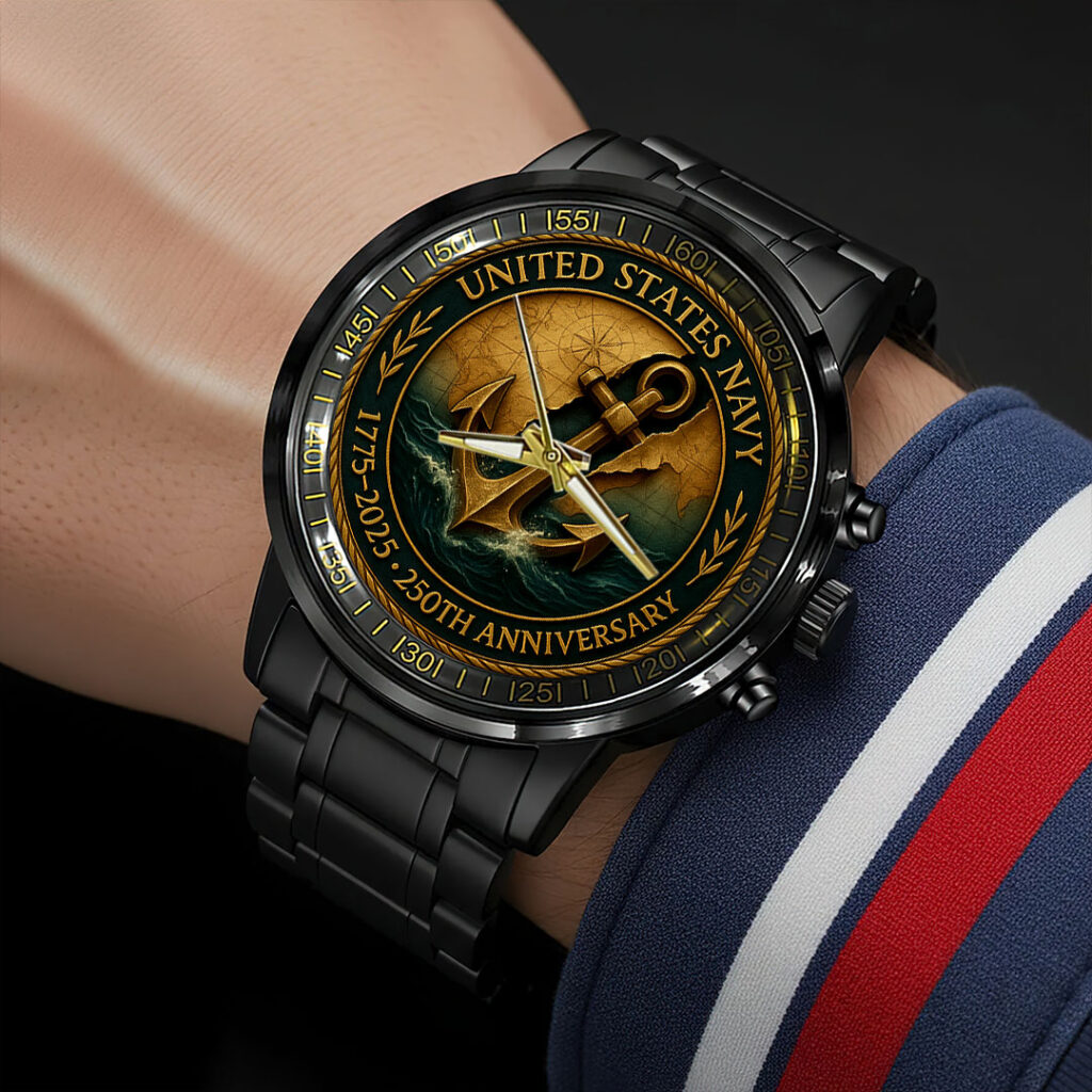 US Navy 250th Anniversary Black Stainless Steel Watch – HOATT13650 ...