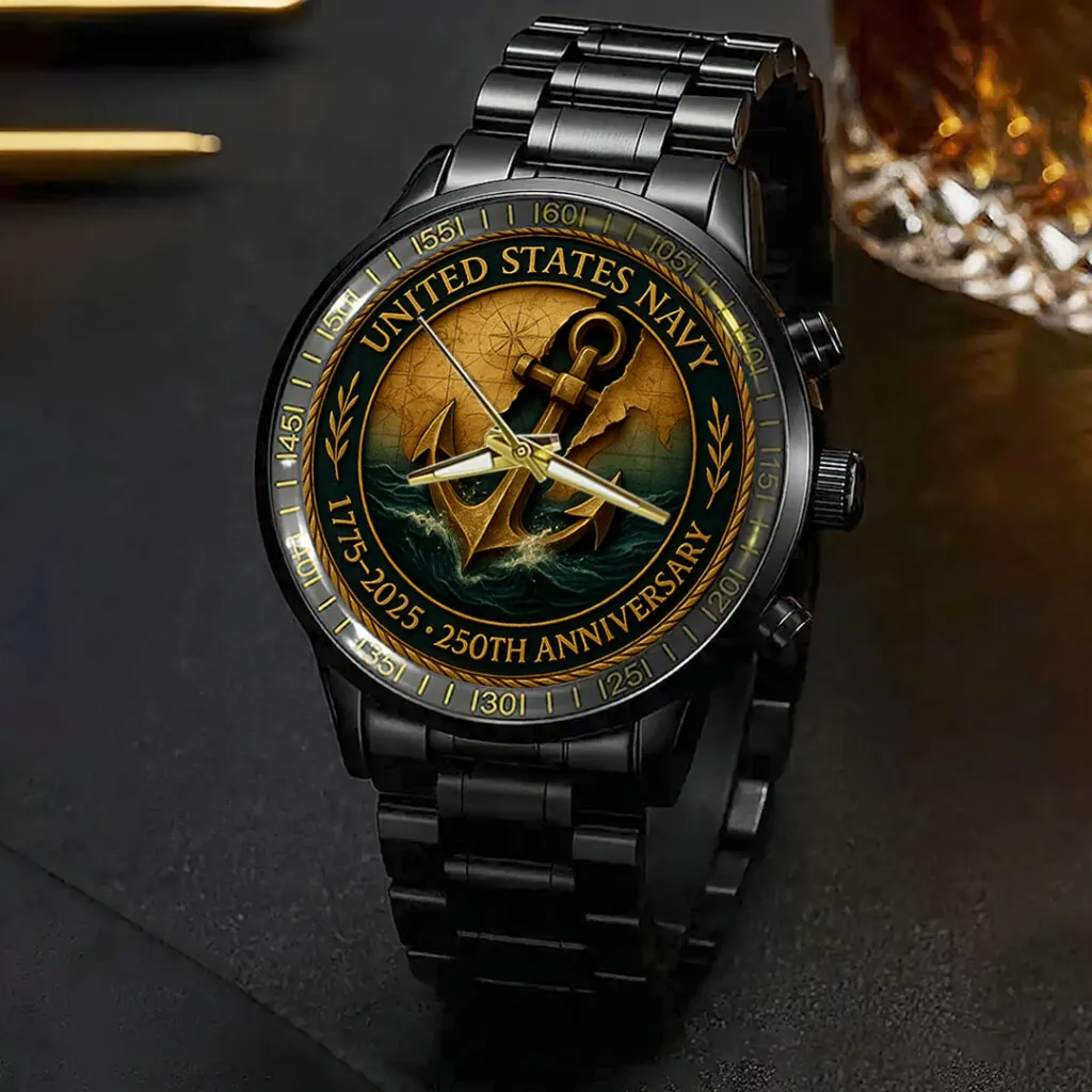 US Navy 250th Anniversary Black Stainless Steel Watch – HOATT13650 ...