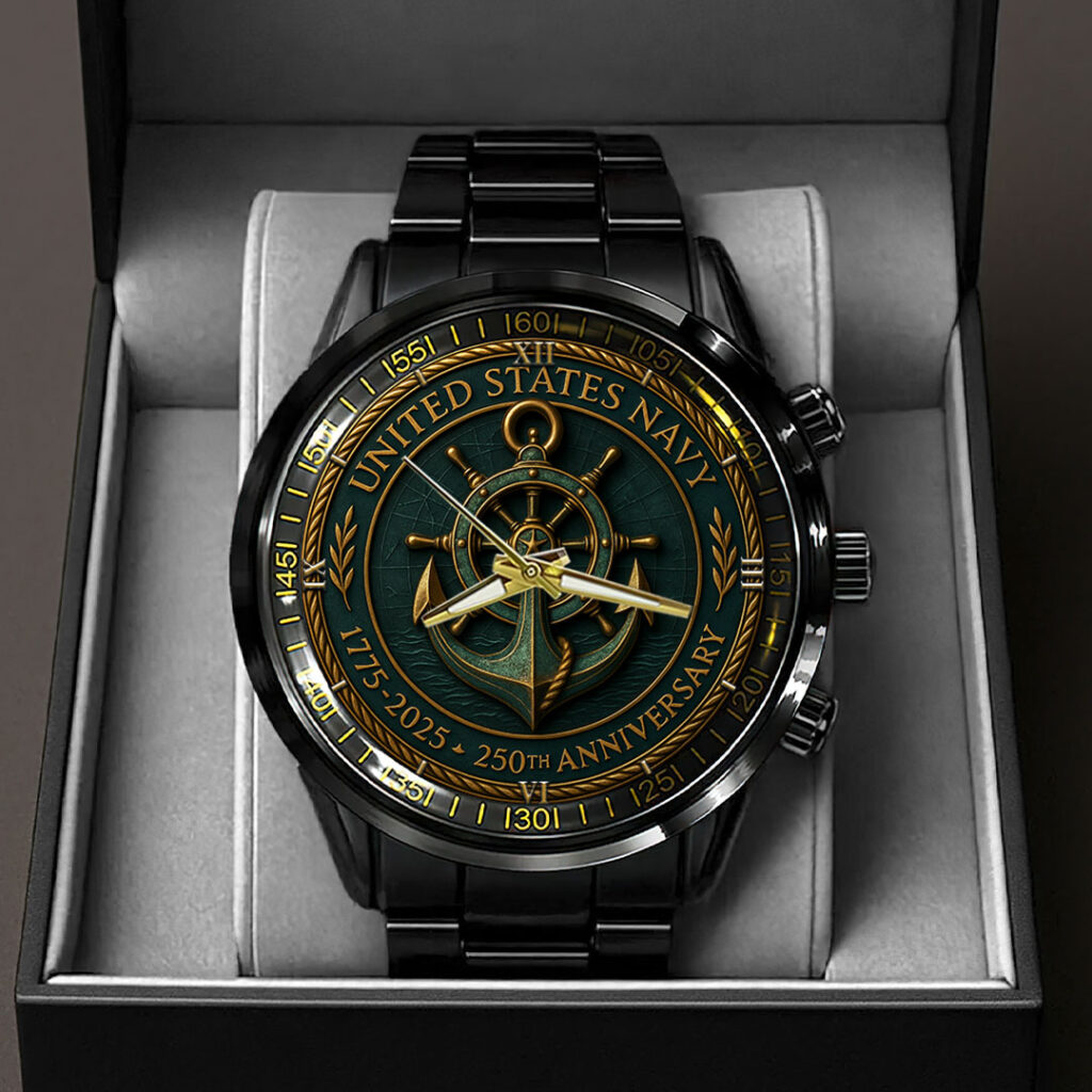 US Navy 250th Anniversary Black Stainless Steel Watch – HOATT13708 ...