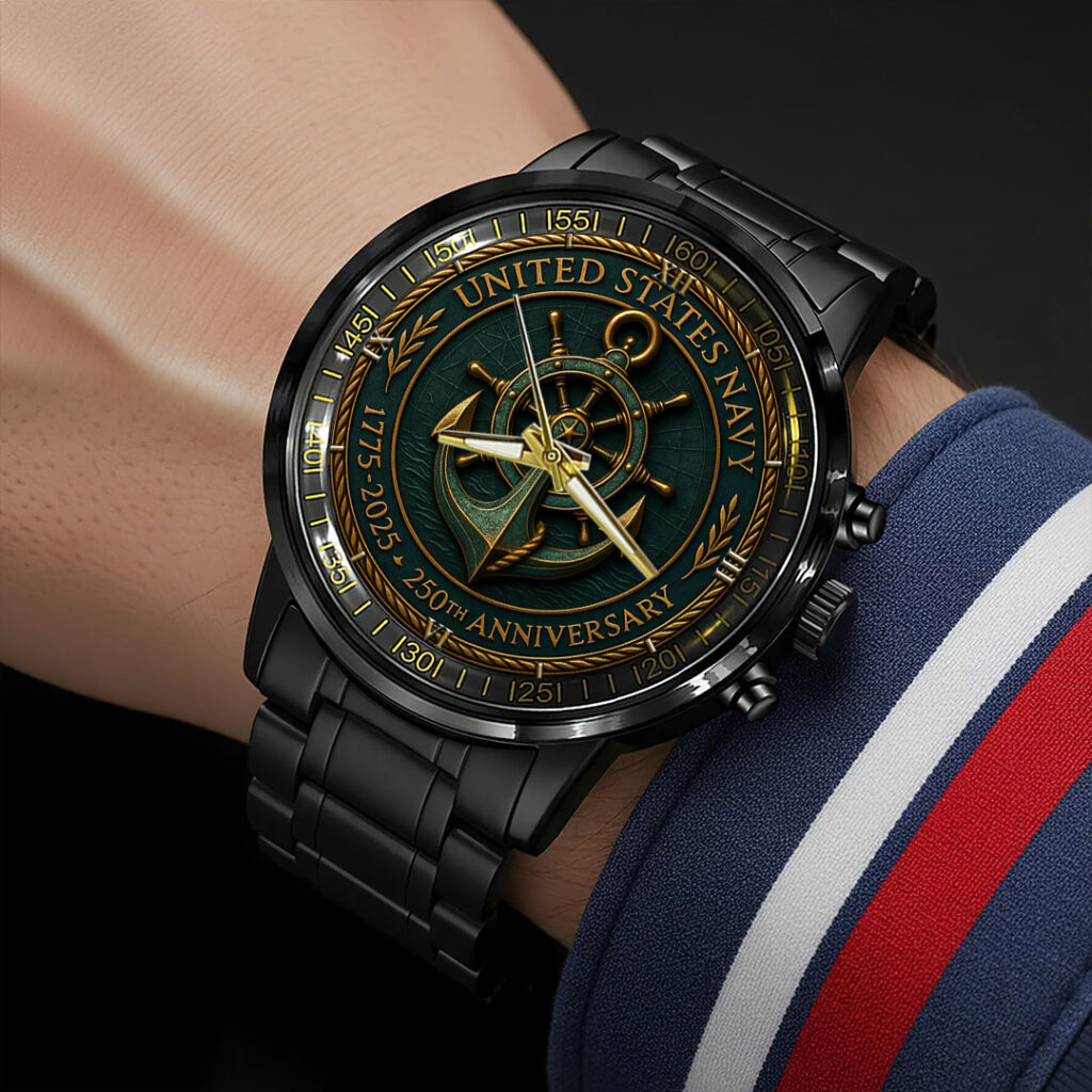 US Navy 250th Anniversary Black Stainless Steel Watch – HOATT13708 ...