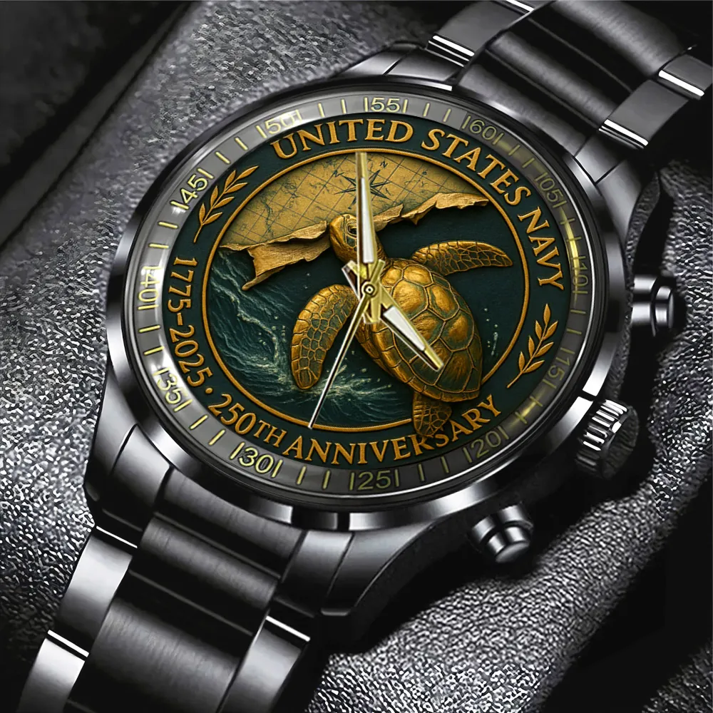 US Navy 250th Anniversary Black Stainless Steel Watch – TANTN17240 ...