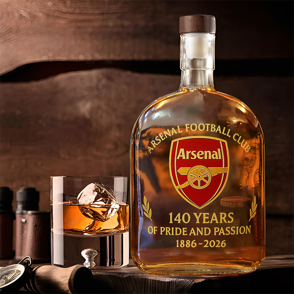Arsenal FC 140 Years 25oz Empty Whiskey Bottle – MAITM13726 | Gifnestbuys