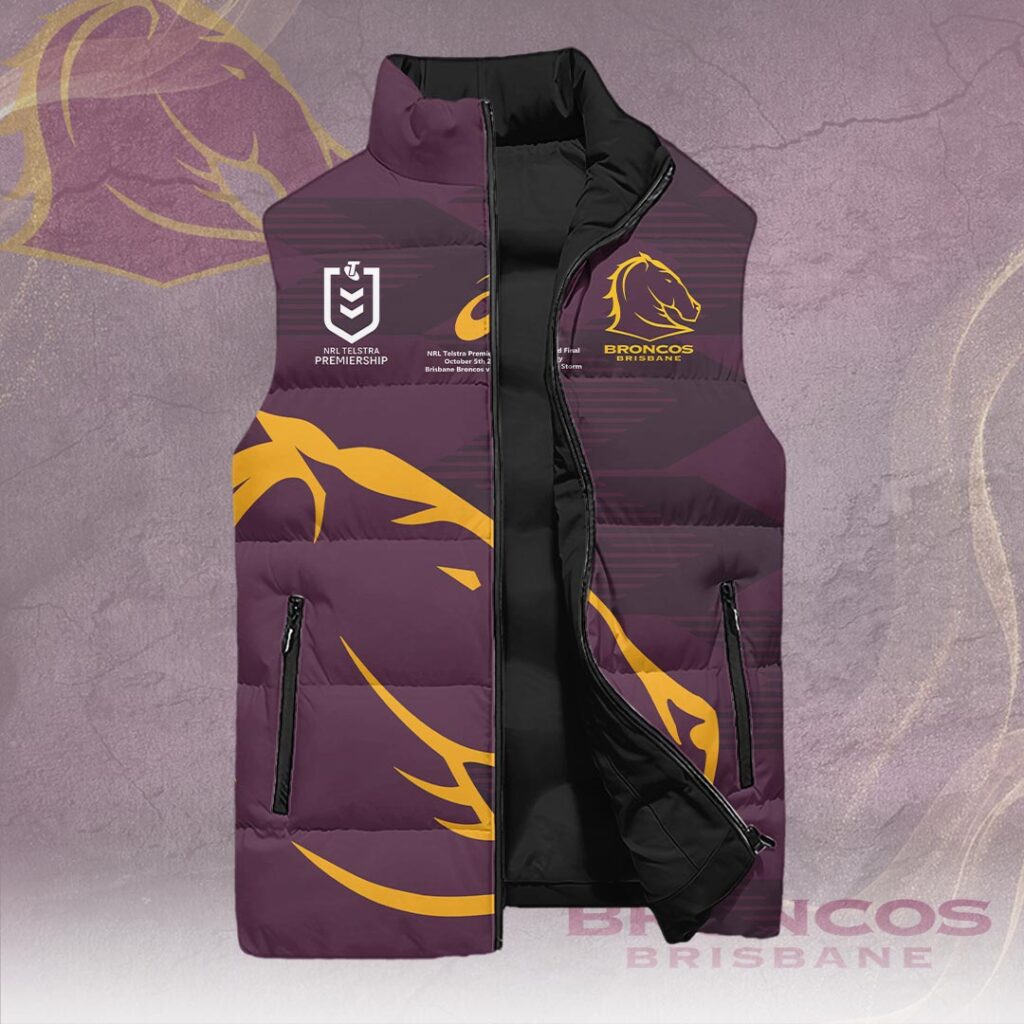 Brisbane Broncos 2025 NRL Premiers 3D Sleeveless Down Jacket ...