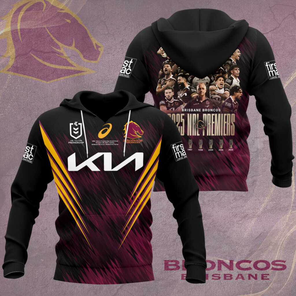 Brisbane Broncos 2025 NRL Premiers 3D Apparel – HOATT14488 | Gifnestbuys