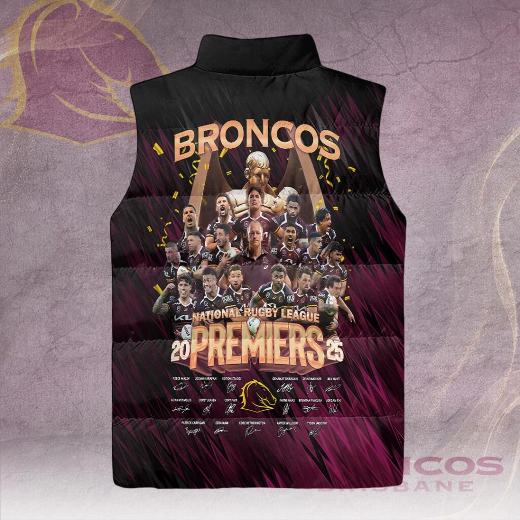 Brisbane Broncos 2025 NRL Premiers 3D Sleeveless Down Jacket ...