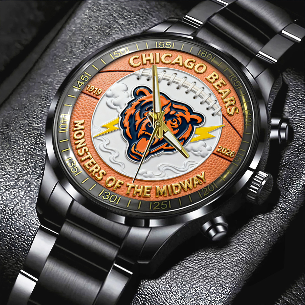 Chicago Bears 107th Anniversary 2026 Black Stainless Steel Watch ...