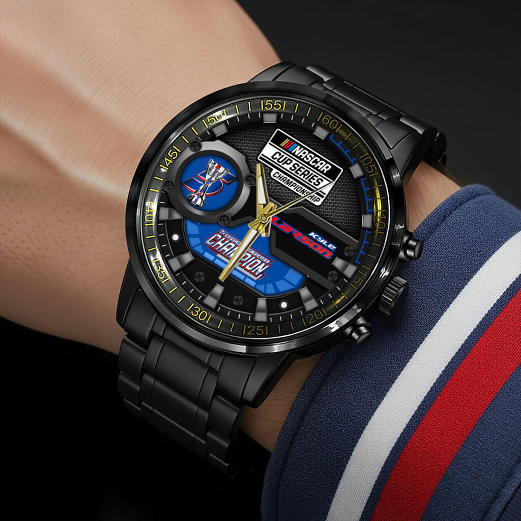 Kyle Larson 2025 NASCAR Cup Series Champion Black Stainless Steel Watch ...