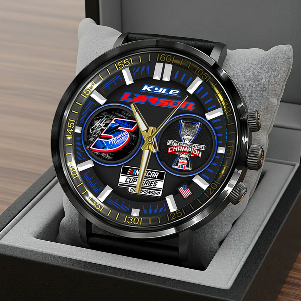 Kyle Larson 2025 NASCAR Cup Series Champion Black Stainless Steel Watch ...