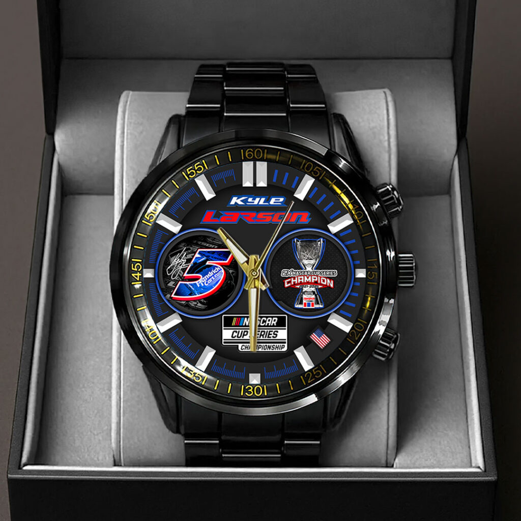 Kyle Larson 2025 NASCAR Cup Series Champion Black Stainless Steel Watch ...