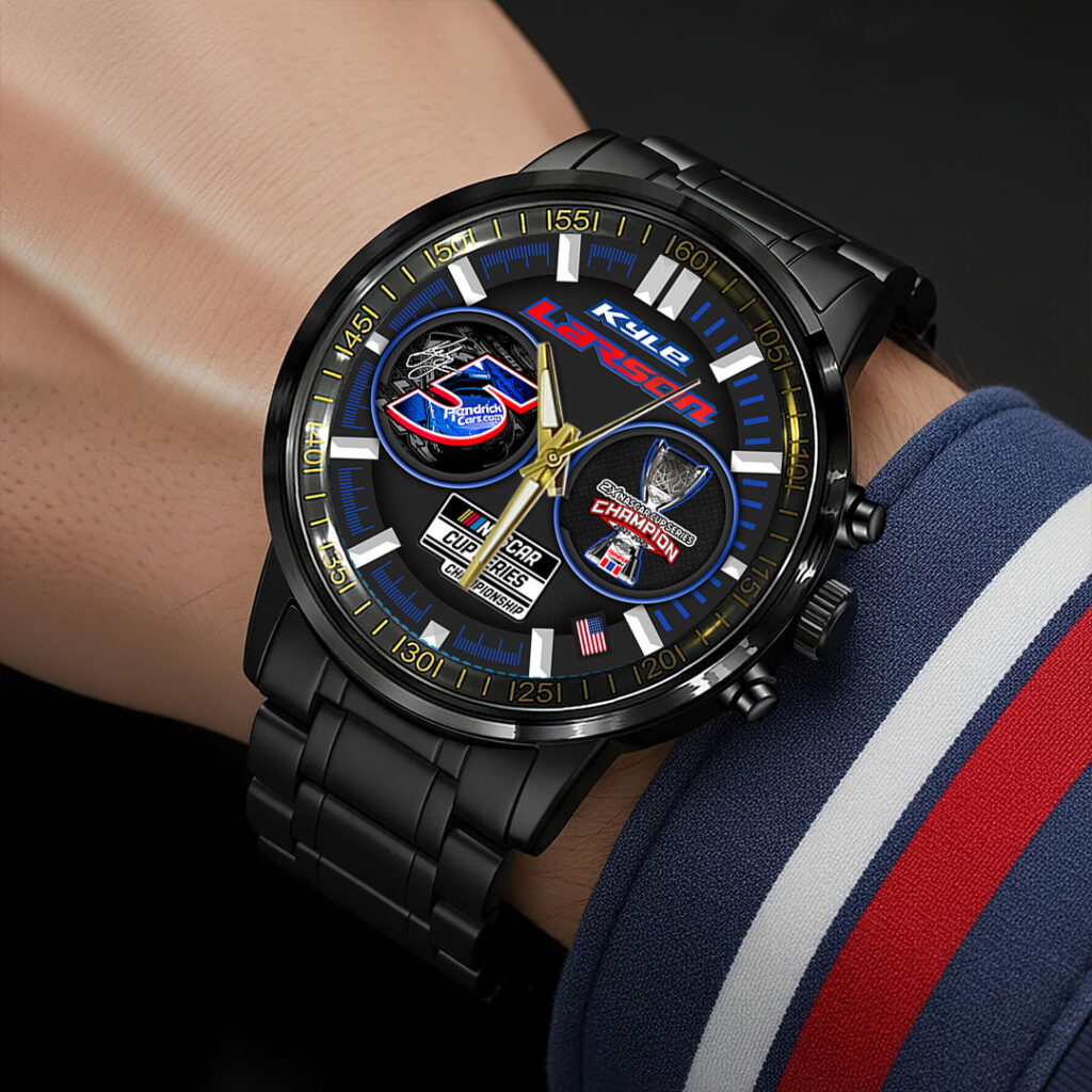 Kyle Larson 2025 NASCAR Cup Series Champion Black Stainless Steel Watch ...