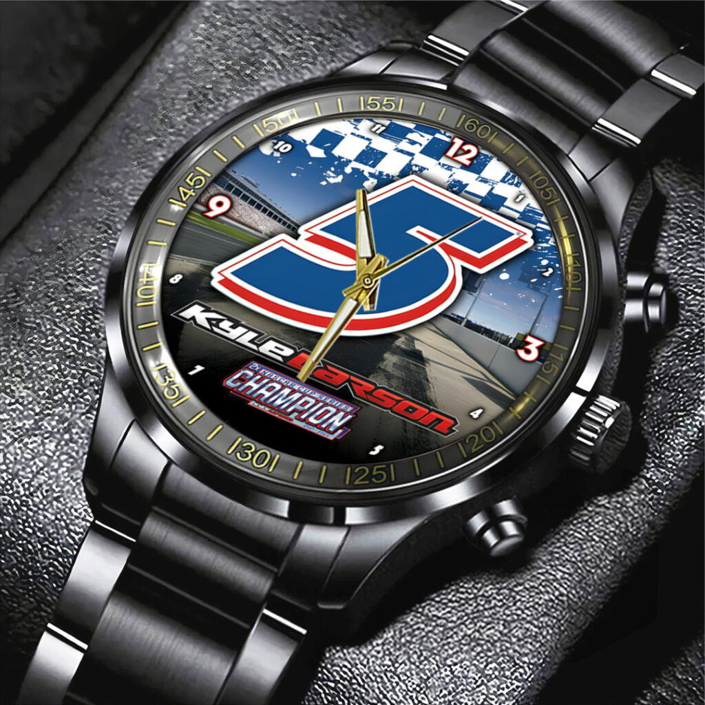 Kyle Larson 2025 NASCAR Cup Series Champion Black Stainless Steel Watch ...