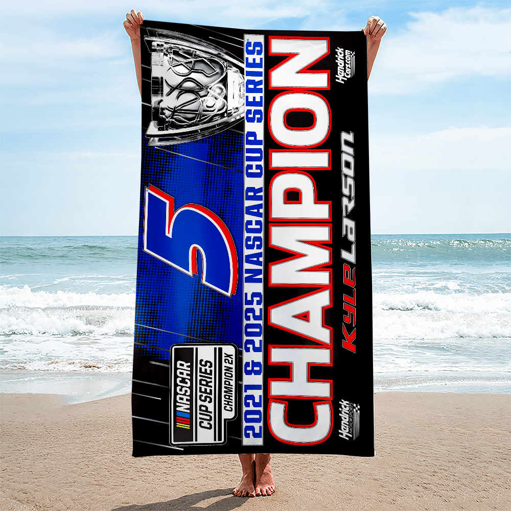 Kyle Larson 2025 NASCAR Cup Series Champion Rectangle Beach Towel ...