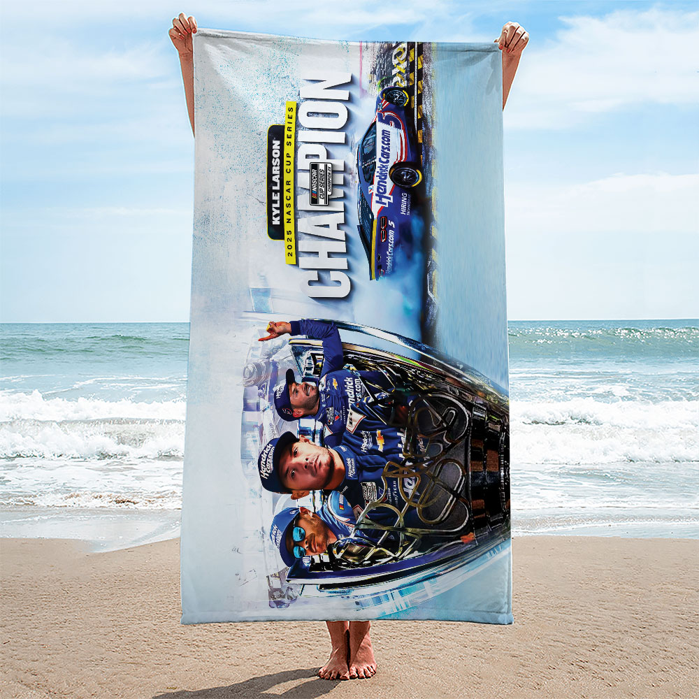 Kyle Larson 2025 NASCAR Cup Series Champions Rectangle Beach Towel ...