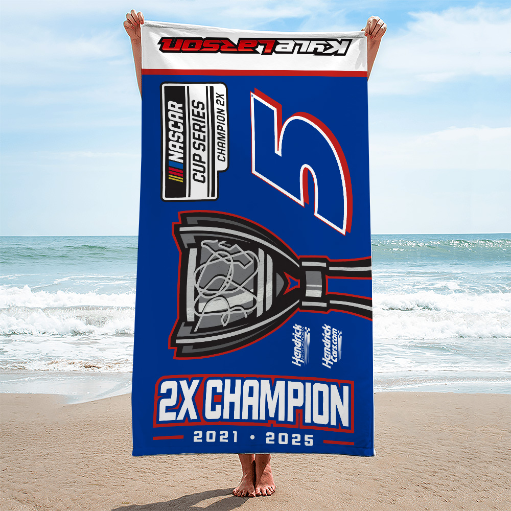Kyle Larson 2025 NASCAR Cup Series Champion Rectangle Beach Towel ...