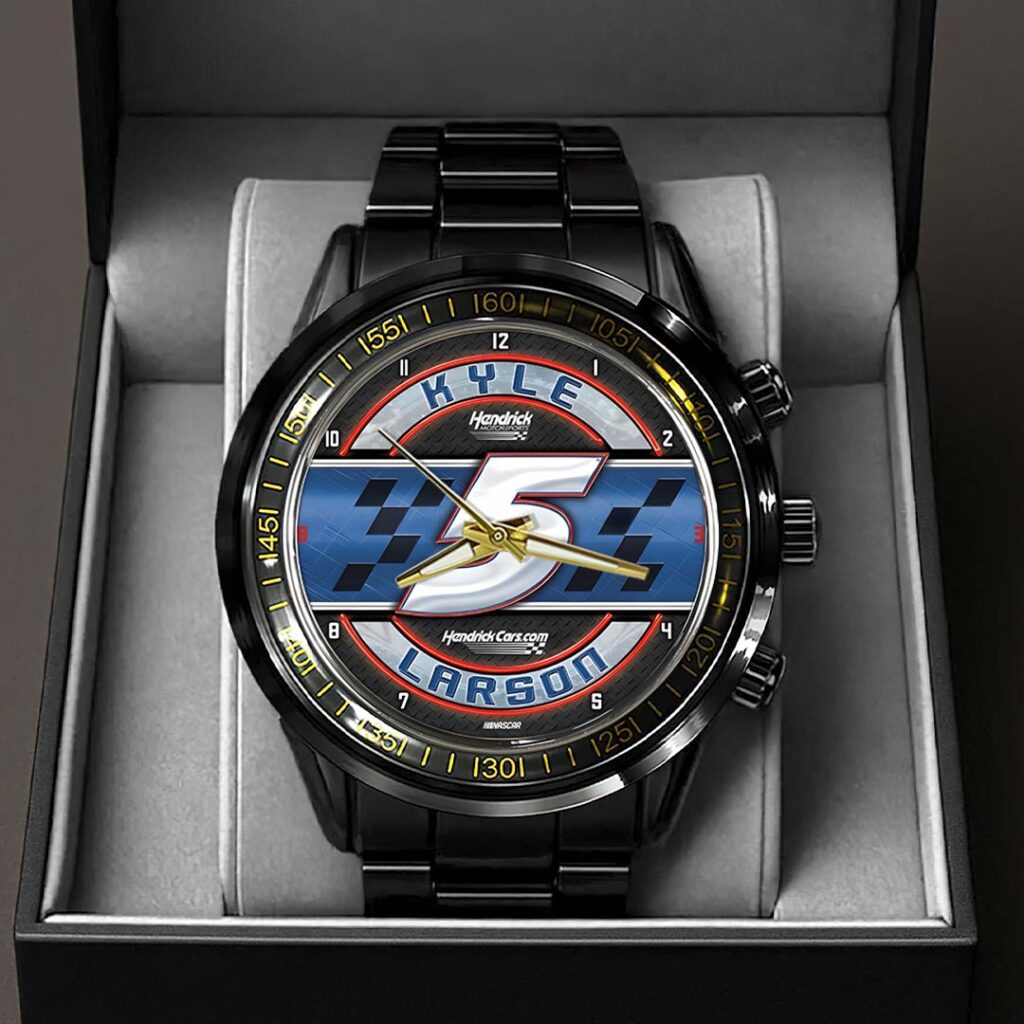 Kyle Larson 2025 NASCAR Cup Series Champion Black Stainless Steel Watch ...
