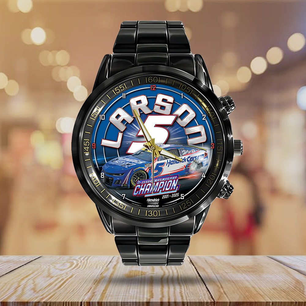 Kyle Larson 2025 NASCAR Cup Series Champion Black Stainless Steel Watch ...