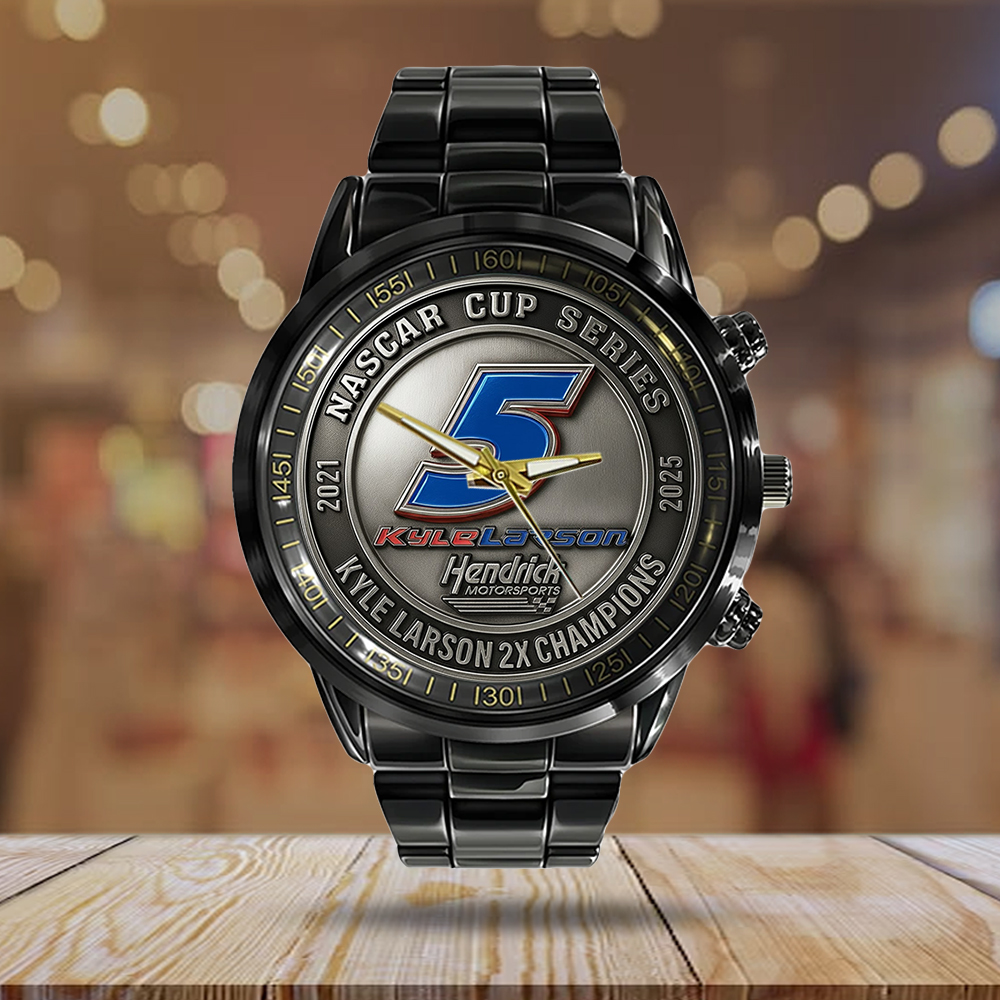 Kyle Larson NASCAR Cup Series Champions Black Stainless Steel Watch ...
