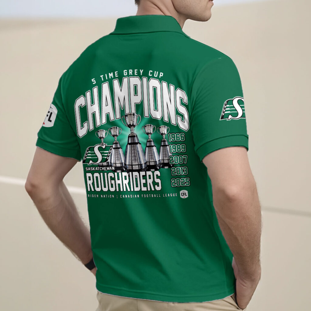 Saskatchewan Roughriders 2025 Grey Cup Champions Zip Polo Shirt ...