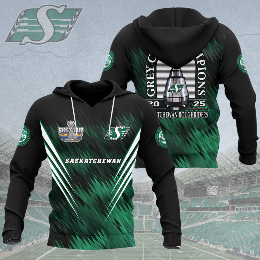 Saskatchewan Roughriders 2025 Grey Cup Champions 3D Apparel ...