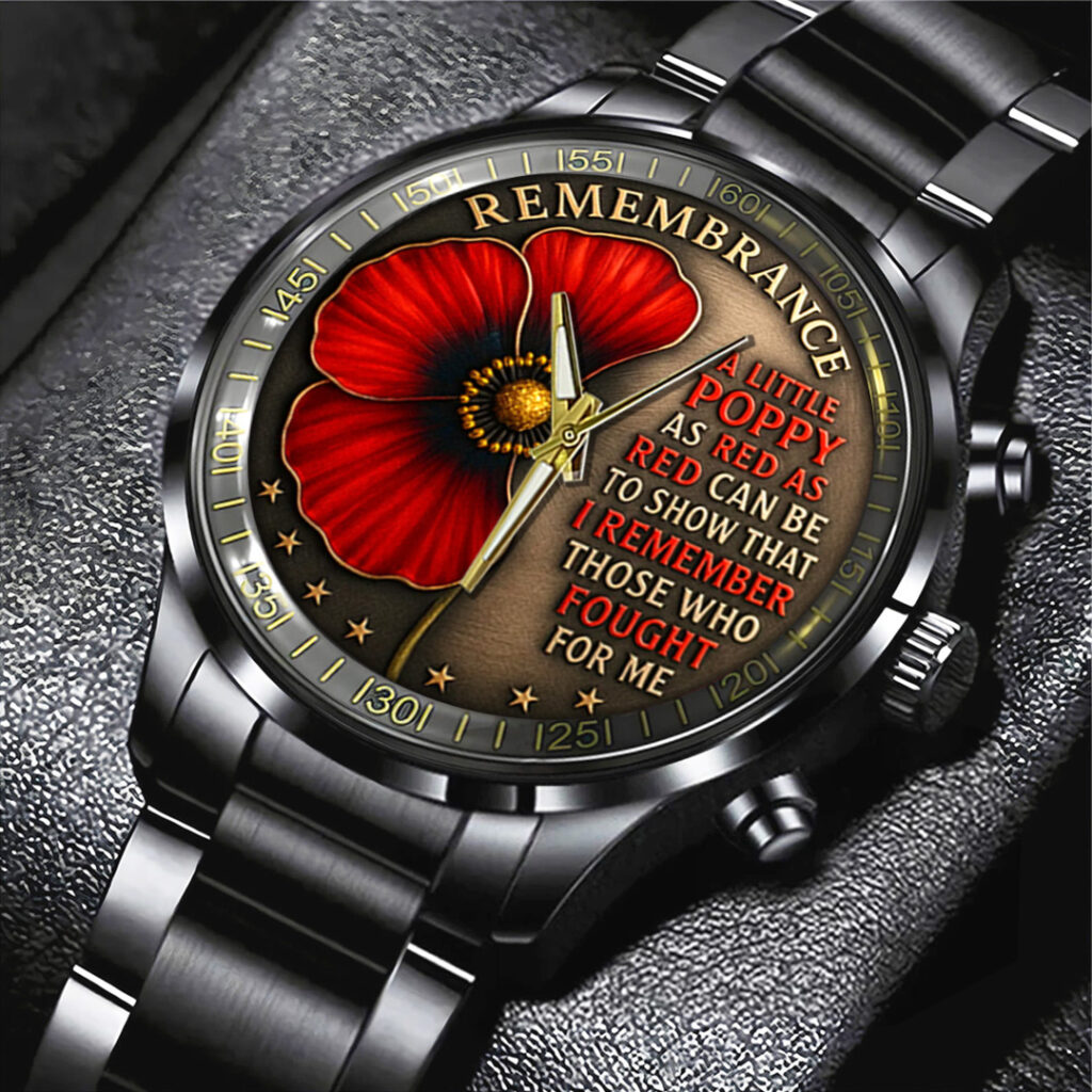 Poppy Remembrance Military Black Stainless Steel Watch – TANTN18443 ...