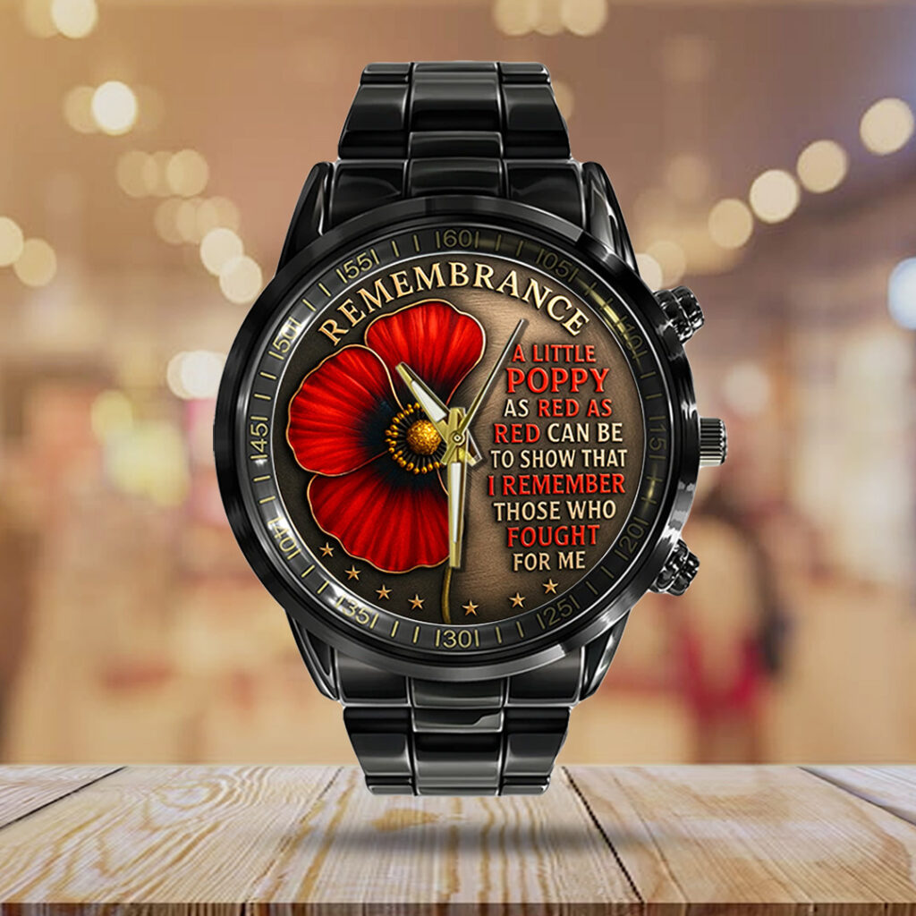 Poppy Remembrance Military Black Stainless Steel Watch – TANTN18443 ...