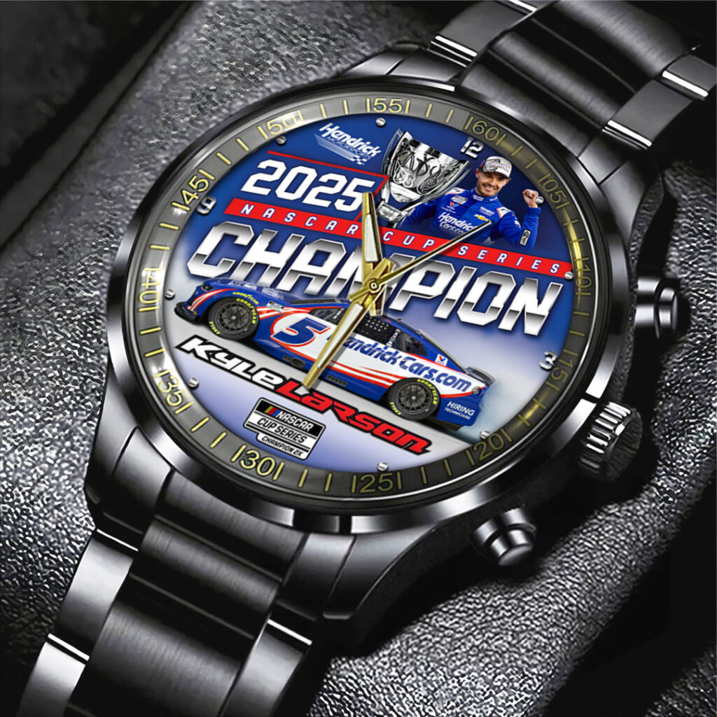 Kyle Larson 2025 NASCAR Cup Series Champion Black Stainless Steel Watch ...