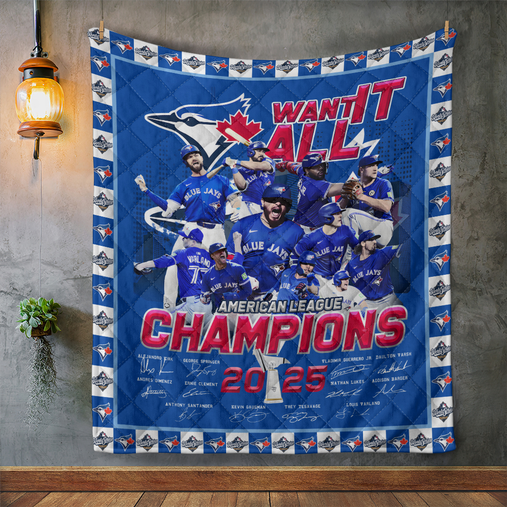 Toronto Blue Jays 2025 American League Champions Quilt Blanket ...