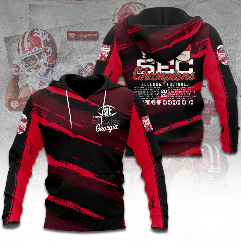 Georgia Bulldogs Football 2025 SEC Football Champions 3D Apparel ...