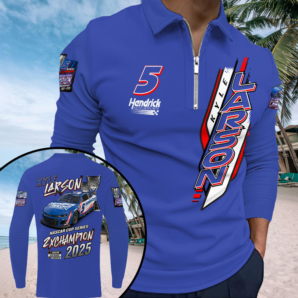 Kyle Larson 2025 NASCAR Cup Series Champion Zip Polo Shirt – TANTN19077 ...