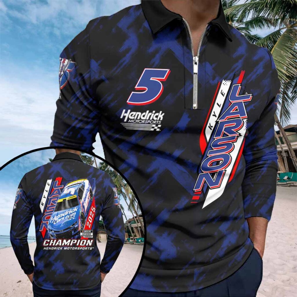 Kyle Larson 2025 NASCAR Cup Series Champion Zip Polo Shirt – HOATT14876 ...