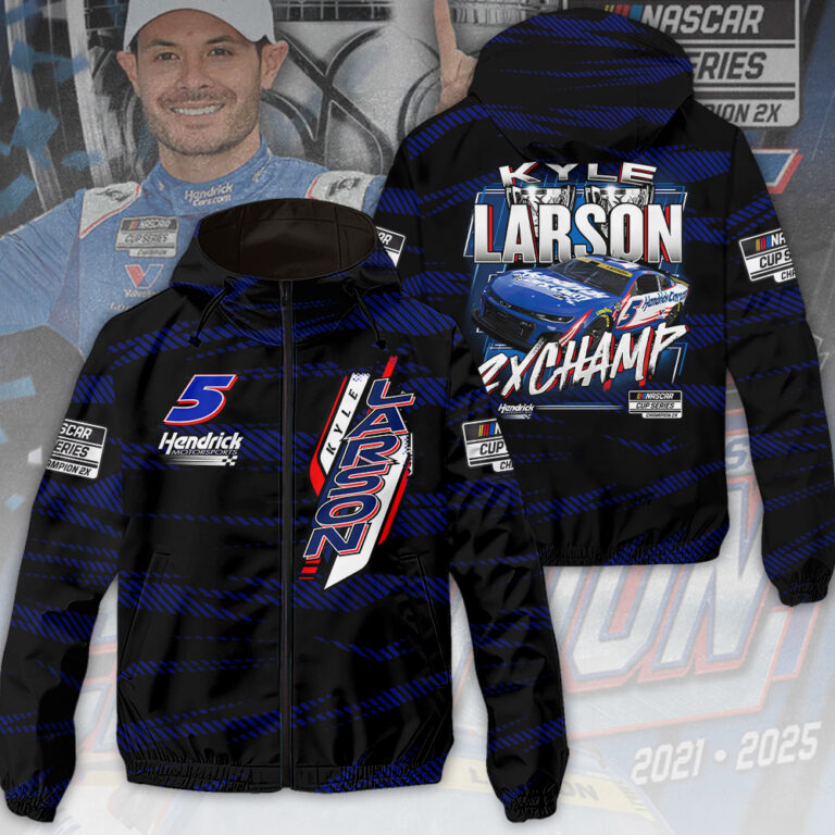 Kyle Larson 2025 NASCAR Cup Series Champions 3D Windbreaker Jacket ...