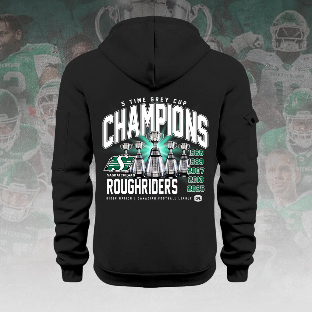 Saskatchewan Roughriders 2025 Grey Cup Champions 2D Quarter Zip Hoodie ...